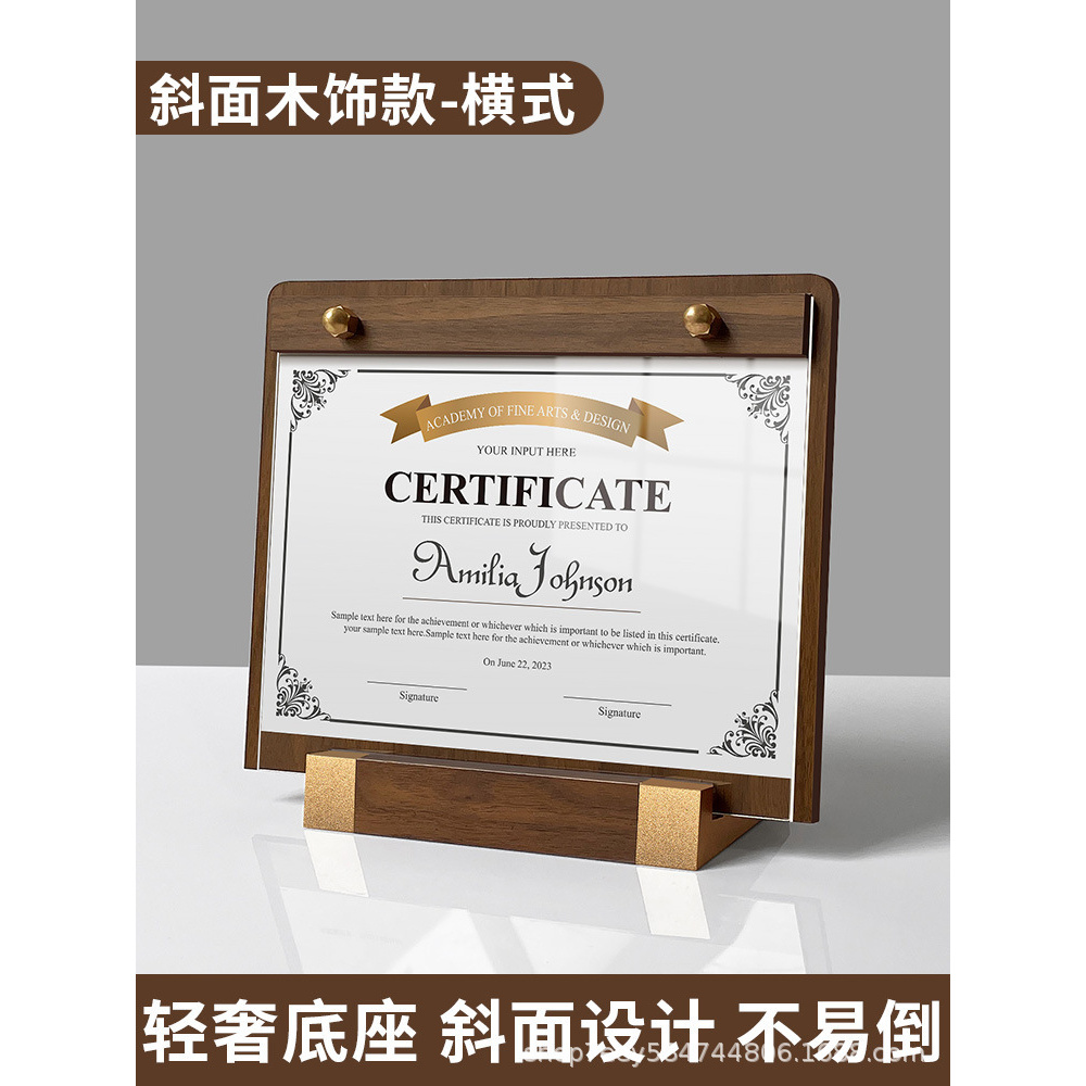 A4 Acrylic Desktop Standee Solid Wood Menu A5 Stand Certificate of ...