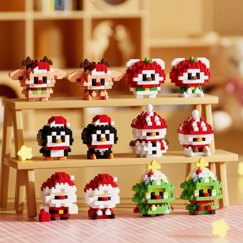 6 Styles Christmas Theme Building Blocks Santa Claus Snowman Elk Two ...