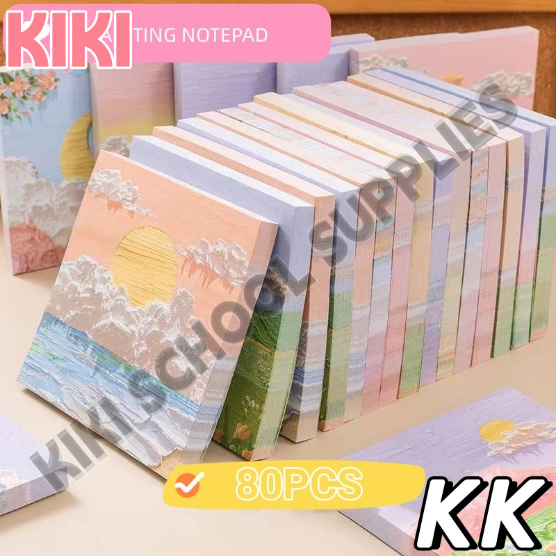 KK 80 pcs oil painting notepad landscape three-dimensional Charming ...