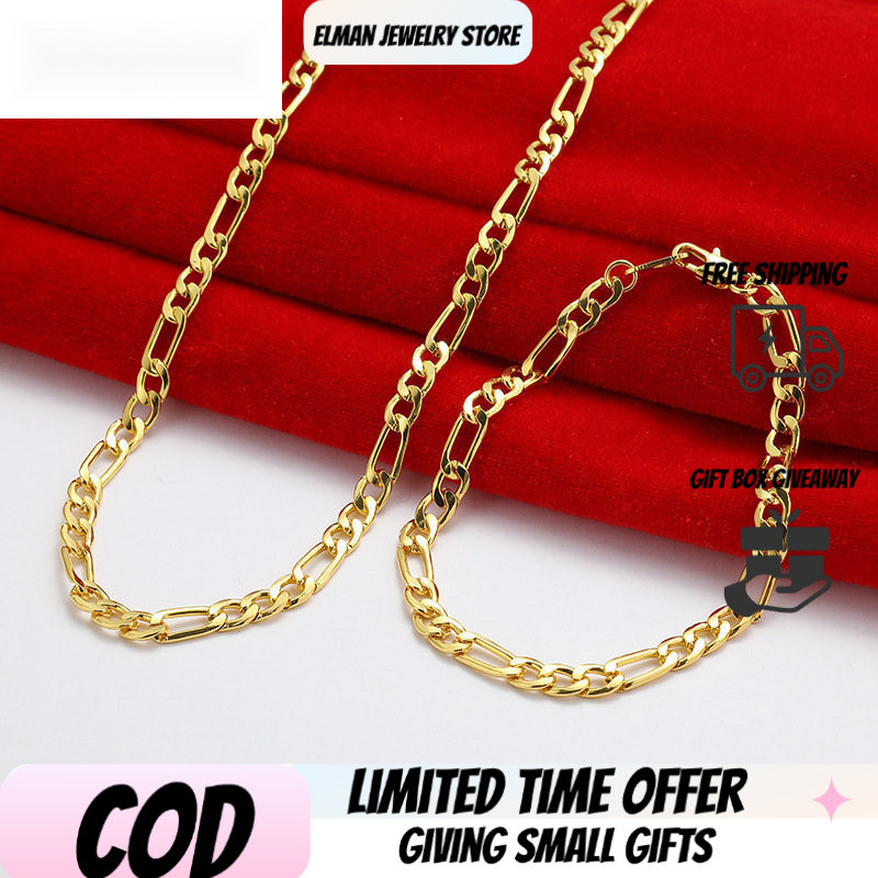 (Fast shipping) Original Saudi Gold 24k nasasangla Necklace Men's 5MMNK ...