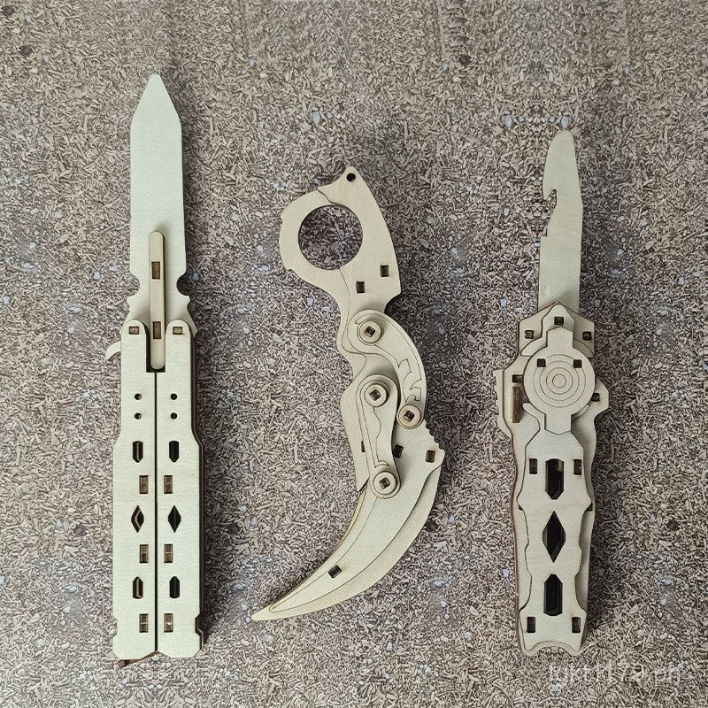3D Model Folding Knife Puzzle Claw Knife Full Set Toy Handmade Wooden ...