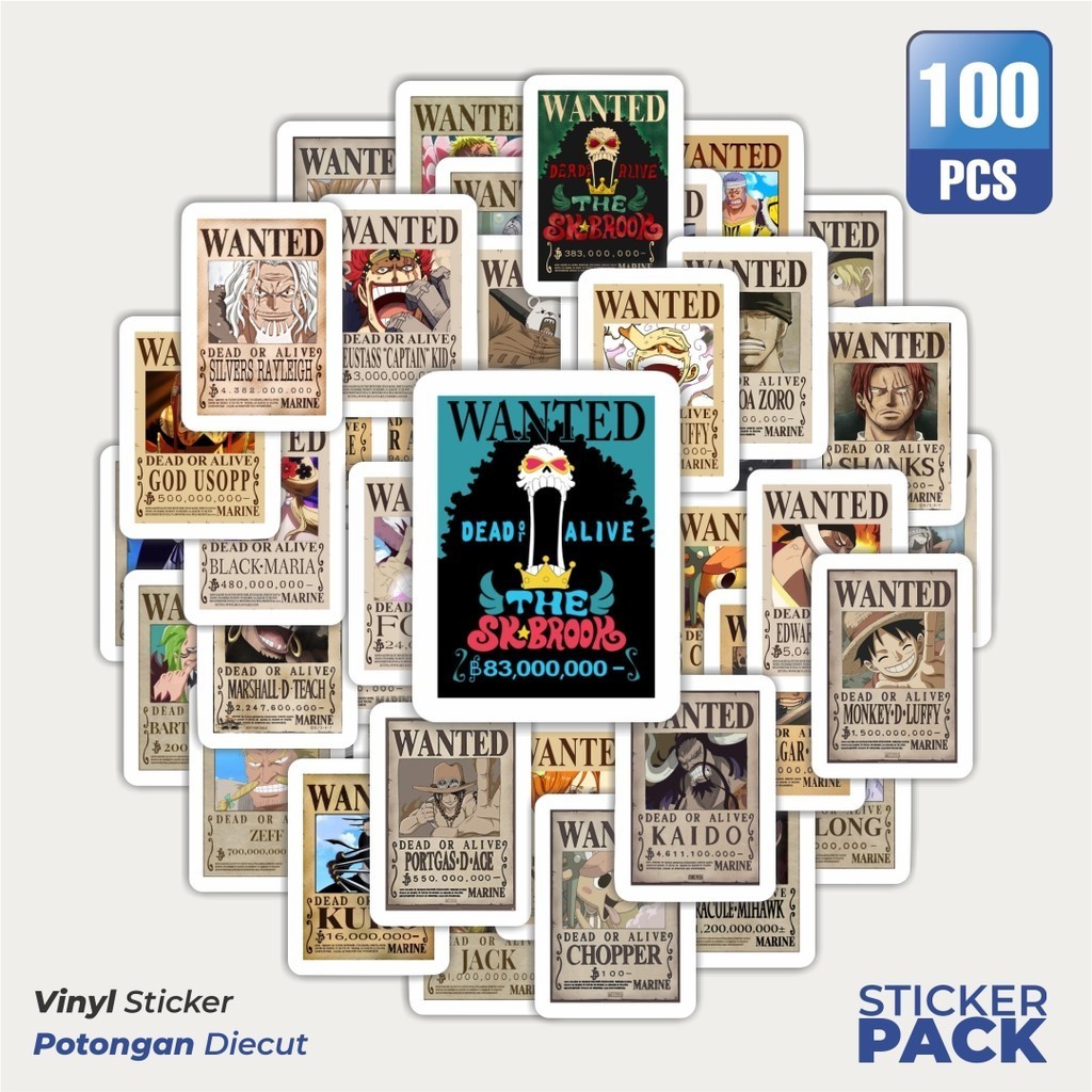One Piece Wanted Waterproof Aesthetic Anime Sticker Vinyl Stickers ...