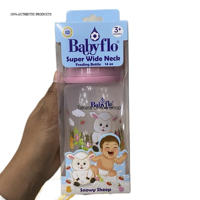 Babyflo Super wide Neck Feeding Bottle 14oz (White,Pink & Blue ...