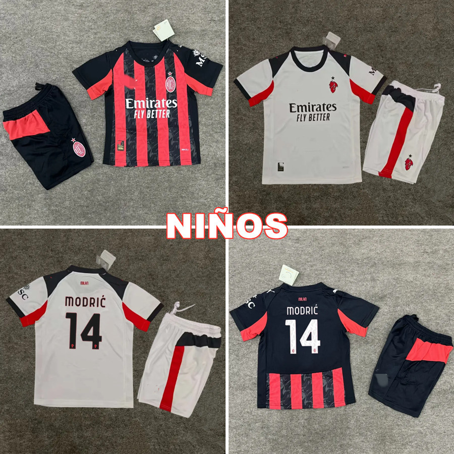 25/26 Kids Kit AC Milan Home & Away Children's Football Jersey Set Top ...