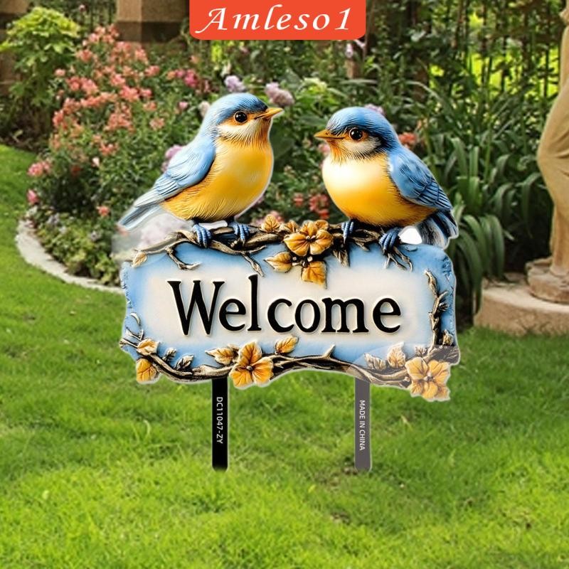 [Amleso1] Welcome Birds Garden Sign, PVC Pathway Decor Stake, Bird ...