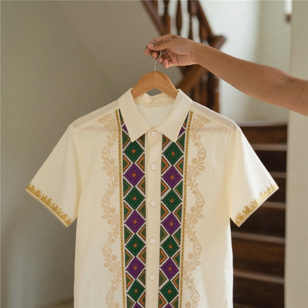 Men's/Women's/Children's Full Button Polo Shirt Barong Pinya Jusilyn ...