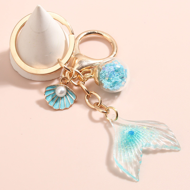 Ocean Mermaid Keychain Oil Dripping Gradient Fishtail Scale Face ...