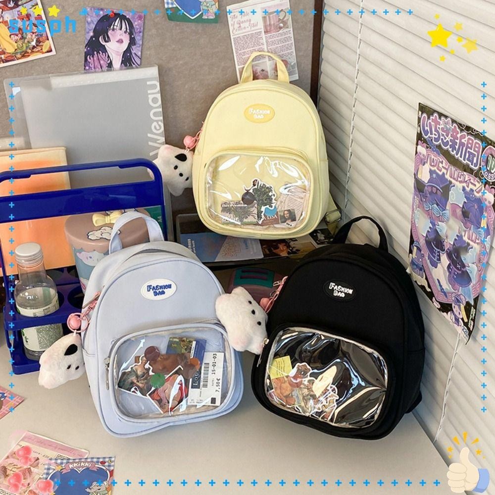 SUSPH Harajuku Backpack, Nylon PVC Pocket Kawaii Itabag, Transparent ...