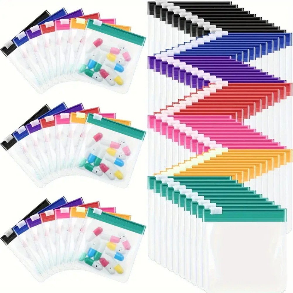 7pcs Clear Reusable Pill Pouch Pill Bags Display Packaging Portable ...