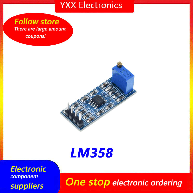 LM358 100x gain signal amplification module operational amplifier ...