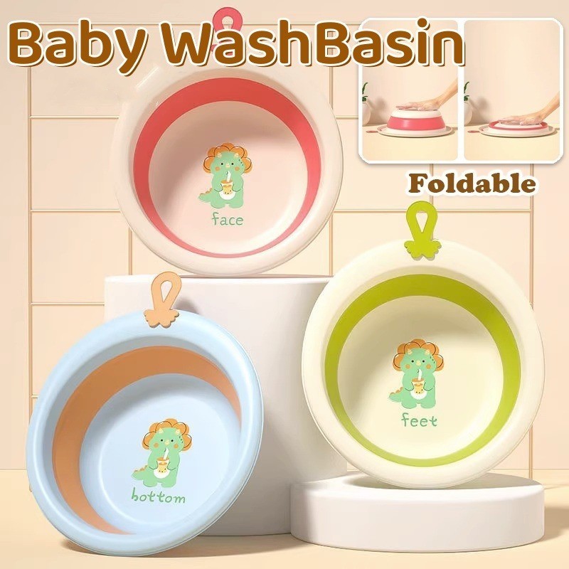Baby Folding Wash Basin Multipurpose Cartoon Cute Plastic Washbasin ...