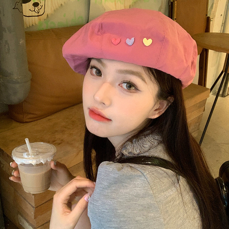 Japanese Sweet Love Beret Hat Female Spring Summer Thin Style y2k ...
