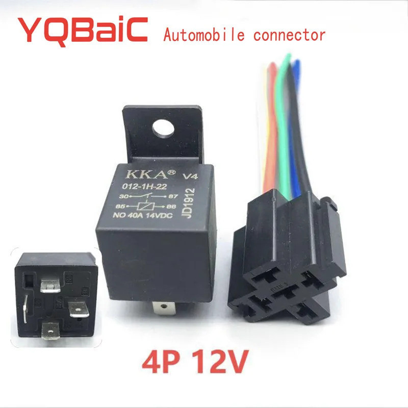 Waterproof automotive relay 12V 24V 4 pin 5 pin 40A black and red ...