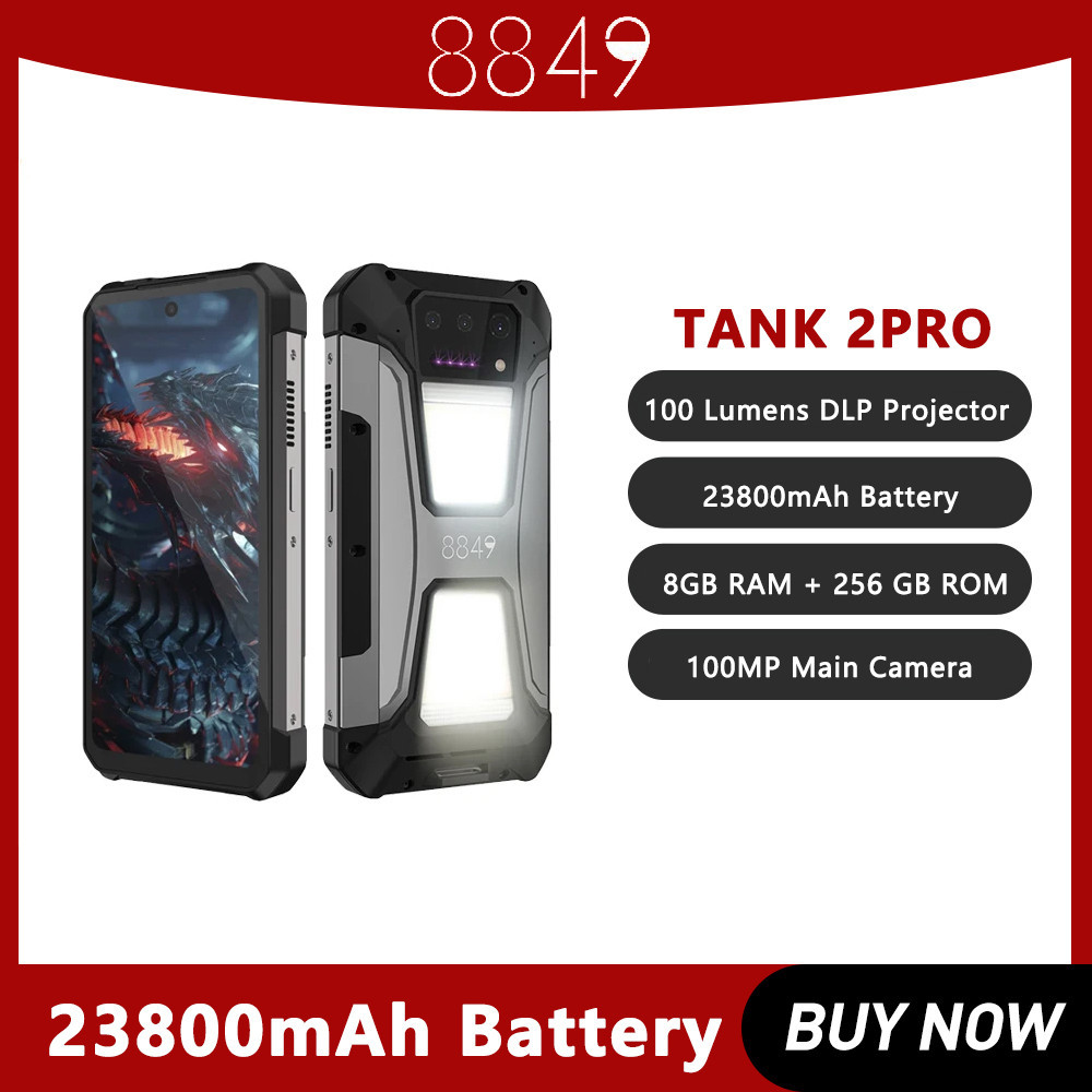 Unihertz tank 2 Pro 8849 rugged smartphone with projector 2.4K 23800 mAh 12GB + 256GB mobile ...