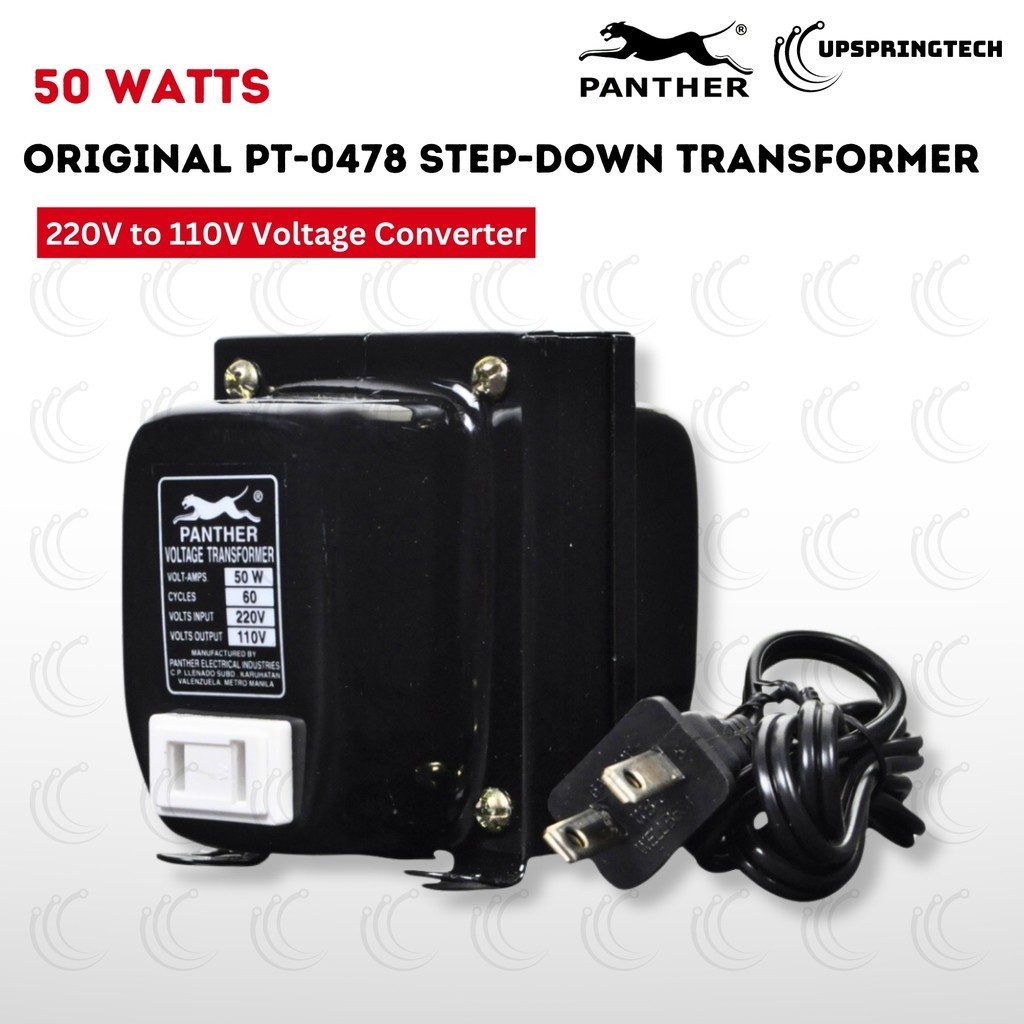PANTHER PT-0478 Step-Down Transformer 50 Watts, Input 220VAC, Output 110VAC Single Phase ...