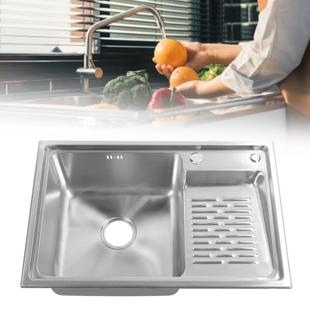 [WON] Top Mount Sink 304 Stainless Steel Drop In Sink Single Bowl Basin ...