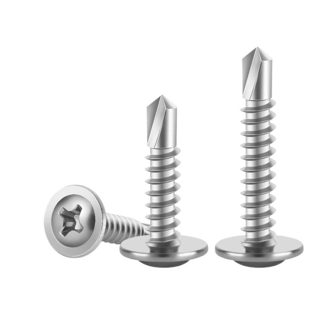 [XCF] Stainless Steel Large Flat Head Drill Tail 410 with Washer Self ...
