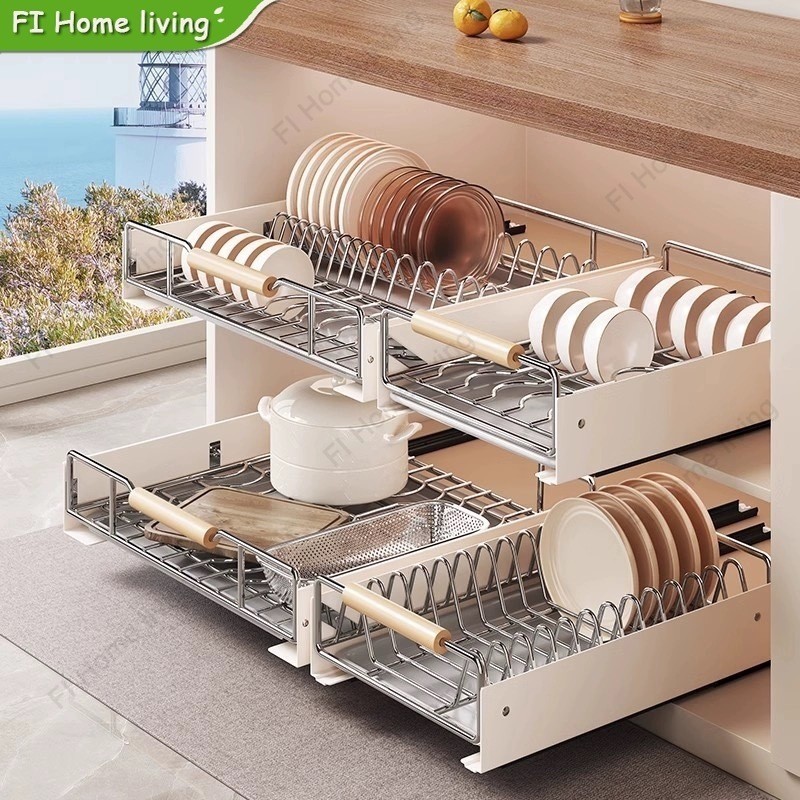 Stainless Dish Rack Pullout Kitchen Organzier For Kitchen Cabinet Dish ...