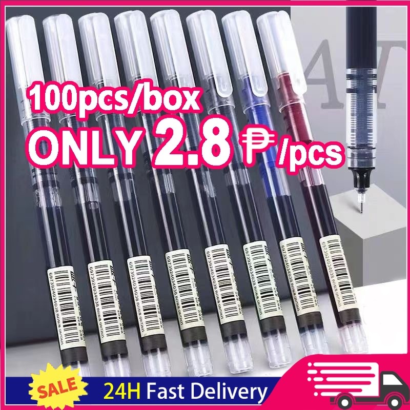 100pcs Straight Liquid Gel Pen 0.5mm Neutral Pen Rollerball Quick ...
