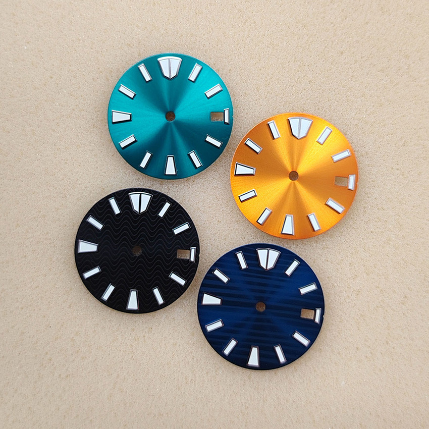 28.5MM Watch Dial Large Studded Sunburst Dial Green Luminous Watch Dial ...