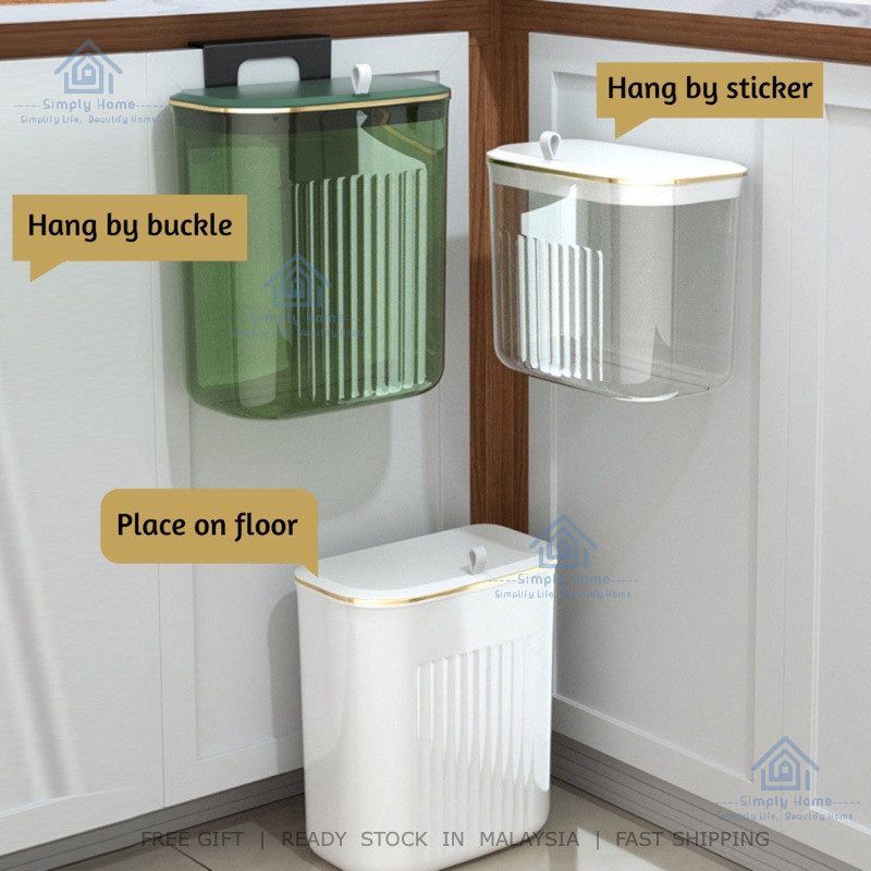 Transparent Wall Mounted Hanging Trash Bin Kitchen Countertop Cabinet ...