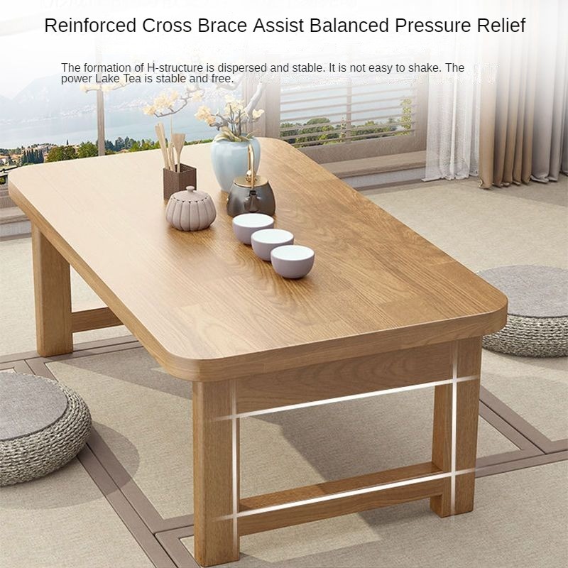 Household table Rubber wood kang table Household solid wood tatami ...