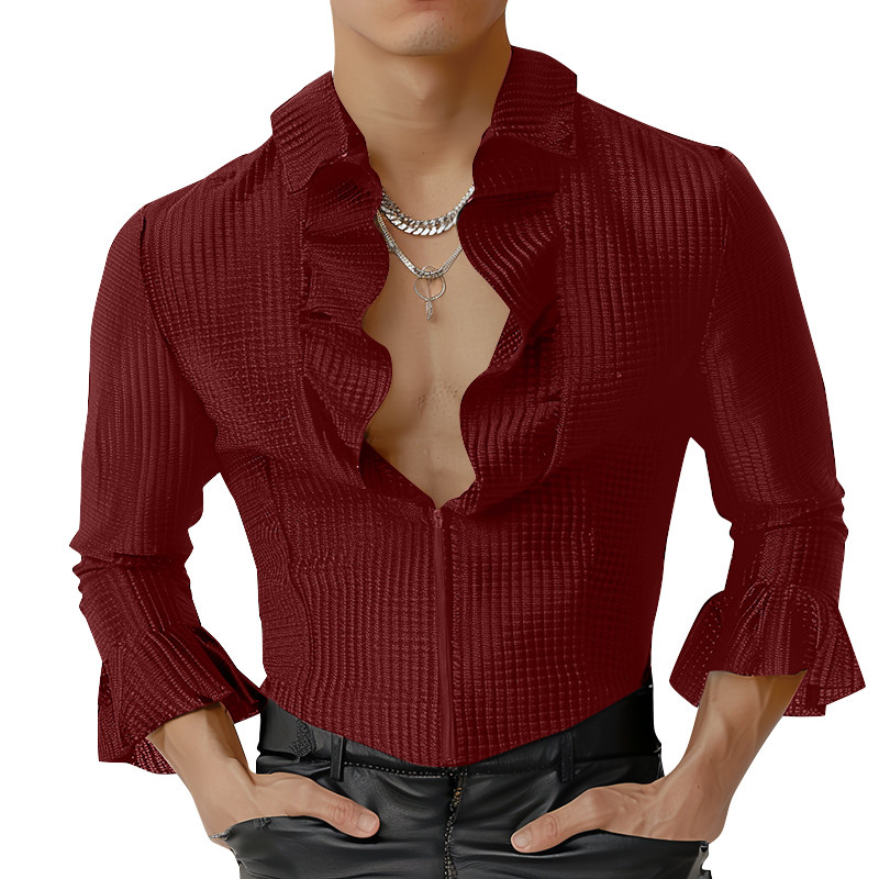 INCERUN Men Vintage Casual Romantic Solid Color Long Sleeve Design ...