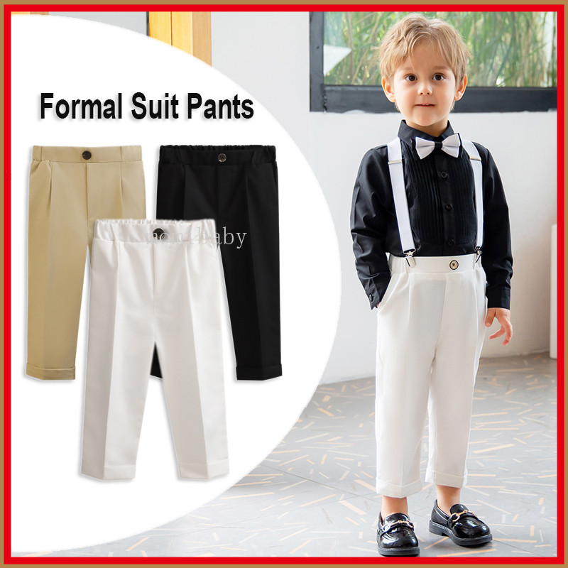1-10Y White Slacks for Kids Boy Wedding Formal Suit Pants Trousers Boys ...
