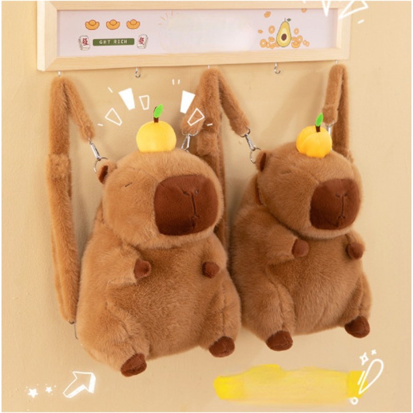 Women's Plush Cute Versatile Cartoon Capybara College Student Backpack ...