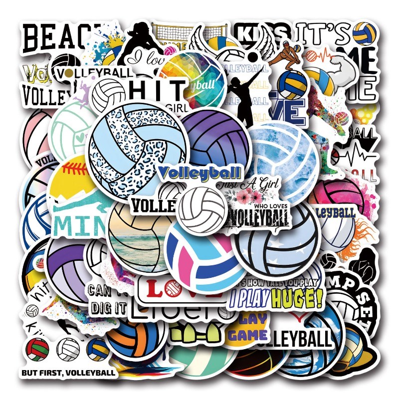 Z&M 55Pcs/Set Volleyball Stickers Waterproof Stickers Decal for Toys ...