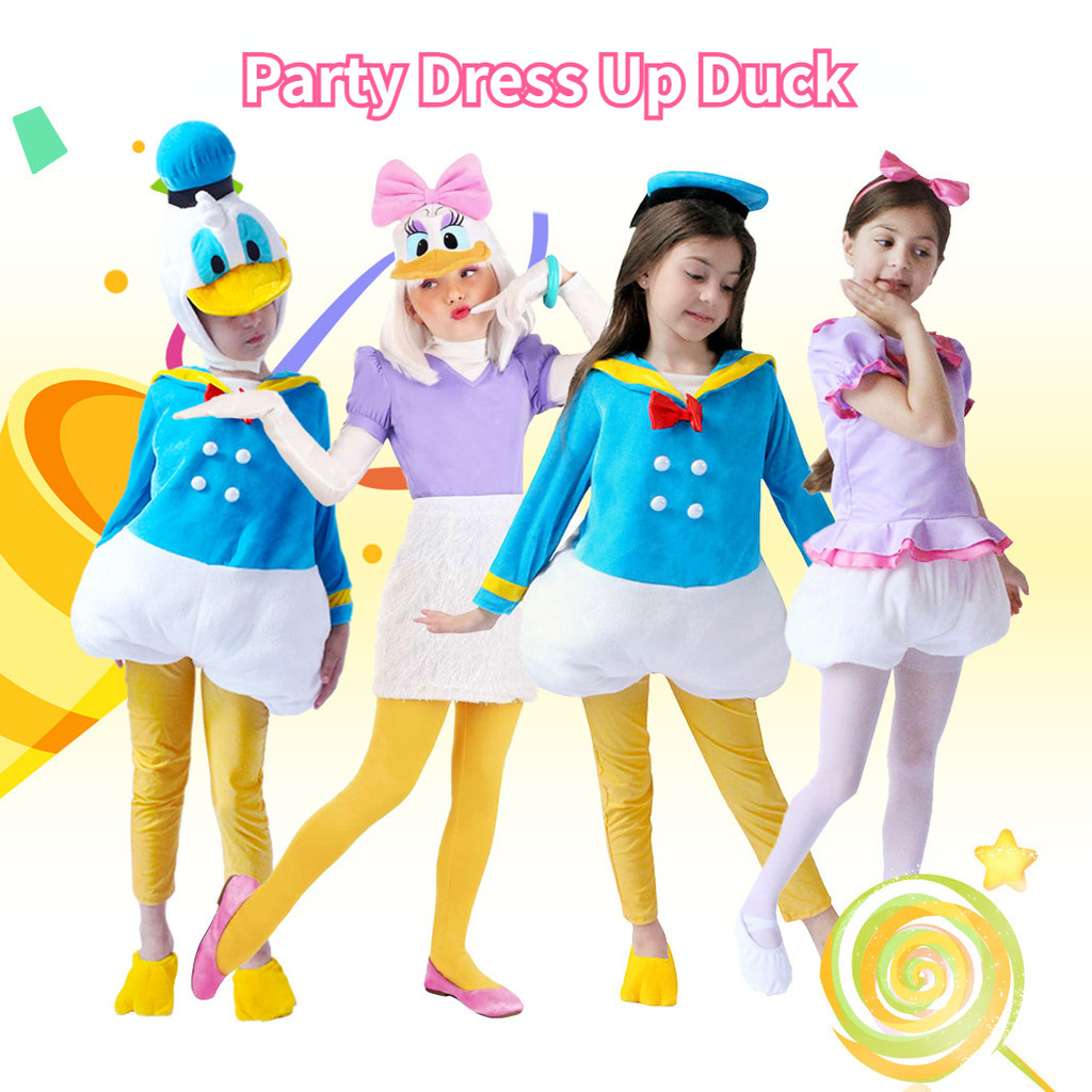 Boys Girls Anime Cartoon Daisy Donald Duck Costumes Kids Carnival Party ...
