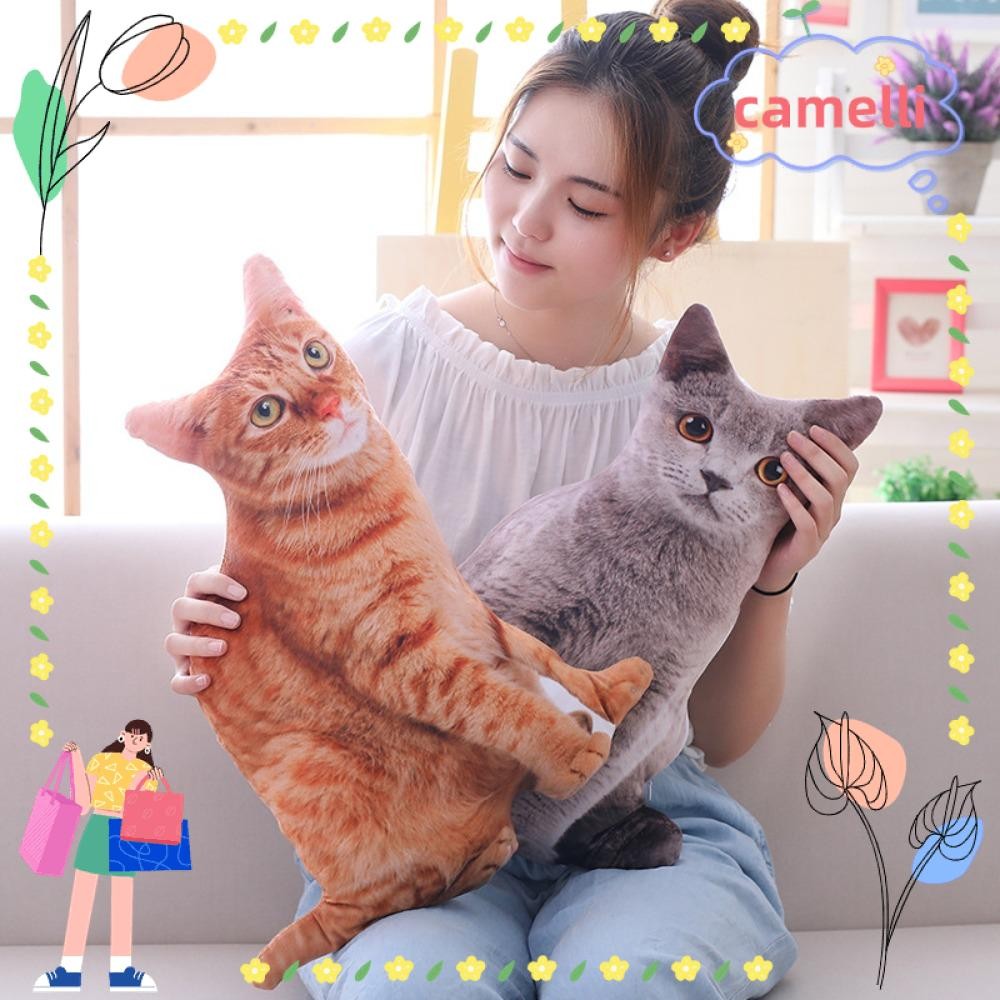 CAMELLI Realistic Cat Doll, Plush Stuffed Simulation Cat Plushie Pillow ...