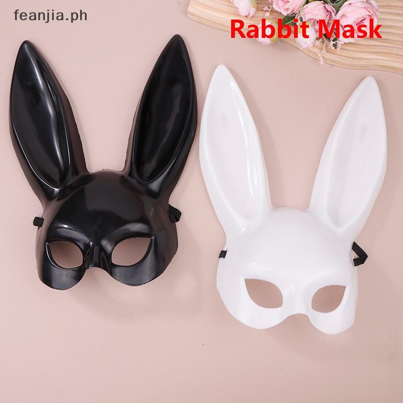 Shopee Half Face Rabbit Mask Black White Halloween Mask Christmas Bar ...
