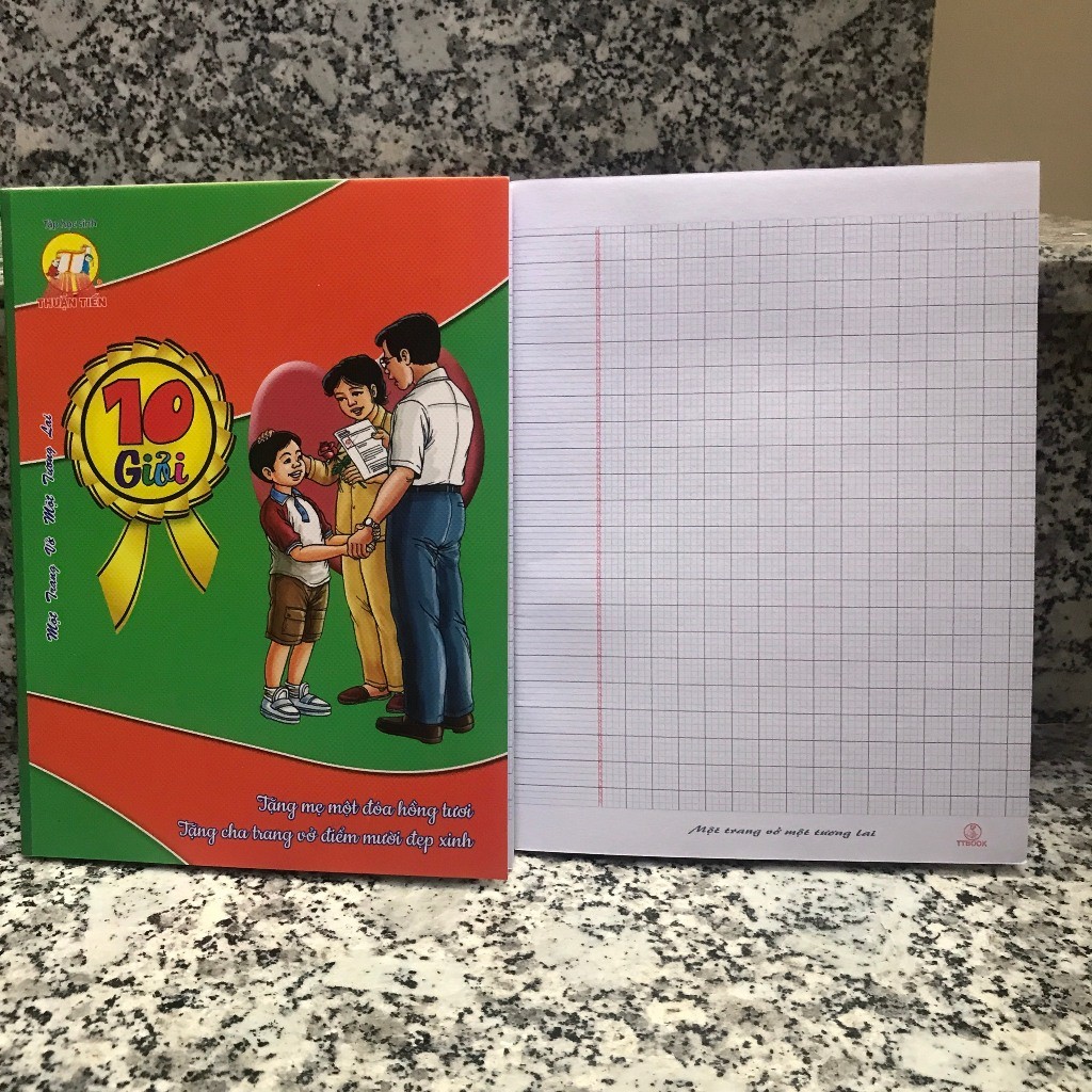 Lot of 10 Thuan Tien student notebooks 96 pages, 4 squares of thick ...