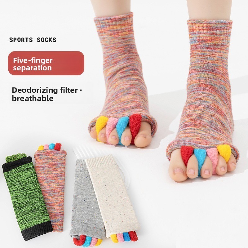 Split Toe Socks Color Yoga Female Open Toe Correction Thumb Valgus Five ...