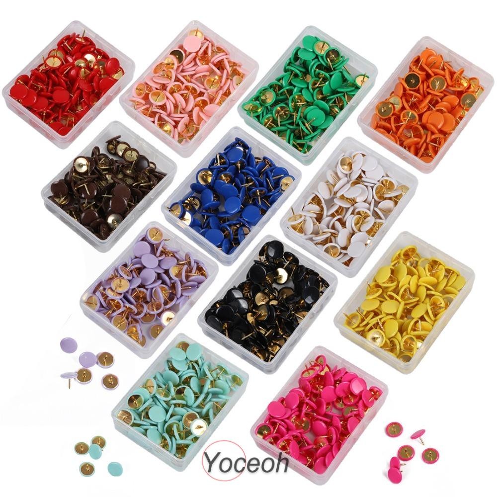 YOCEOH 100Pcs Round Push Pins, Thumb Bulletin Drawing Tacks, Notice ...