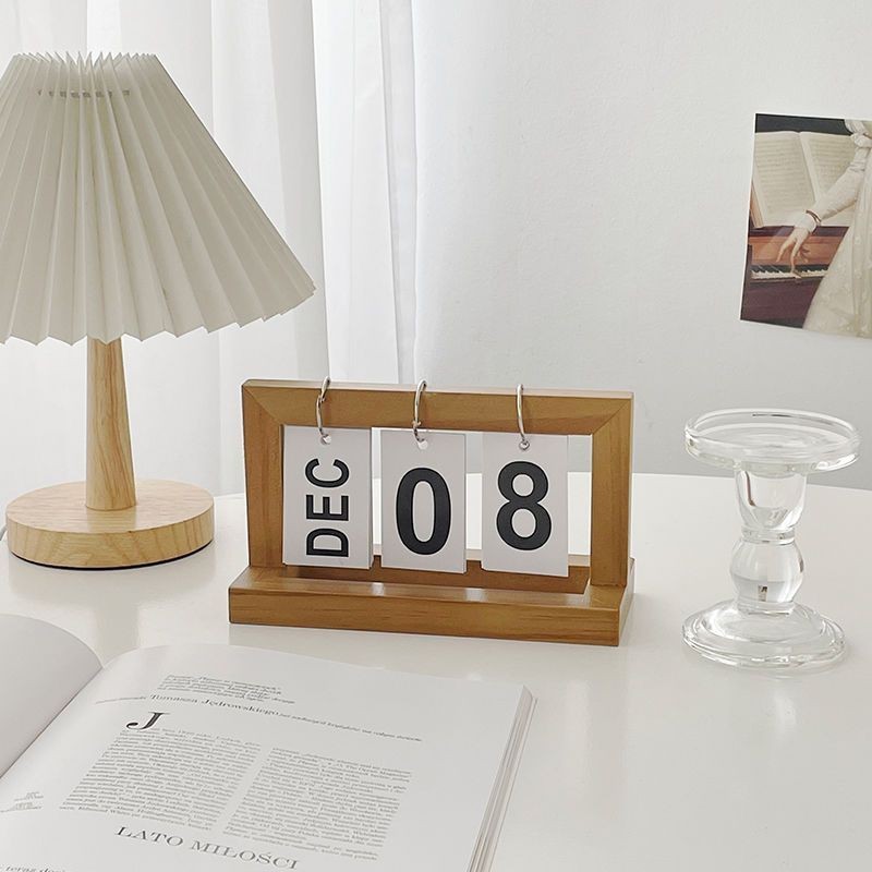 Modern Style Date Wooden Calendar Board Flip Desktop Table Minimalist ...