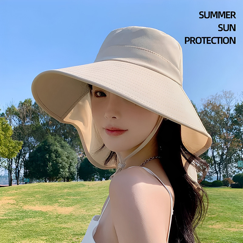 UPF 50 Sun Hat Wide Brim Bucket Fisherman Hat Foldable UV Protective ...