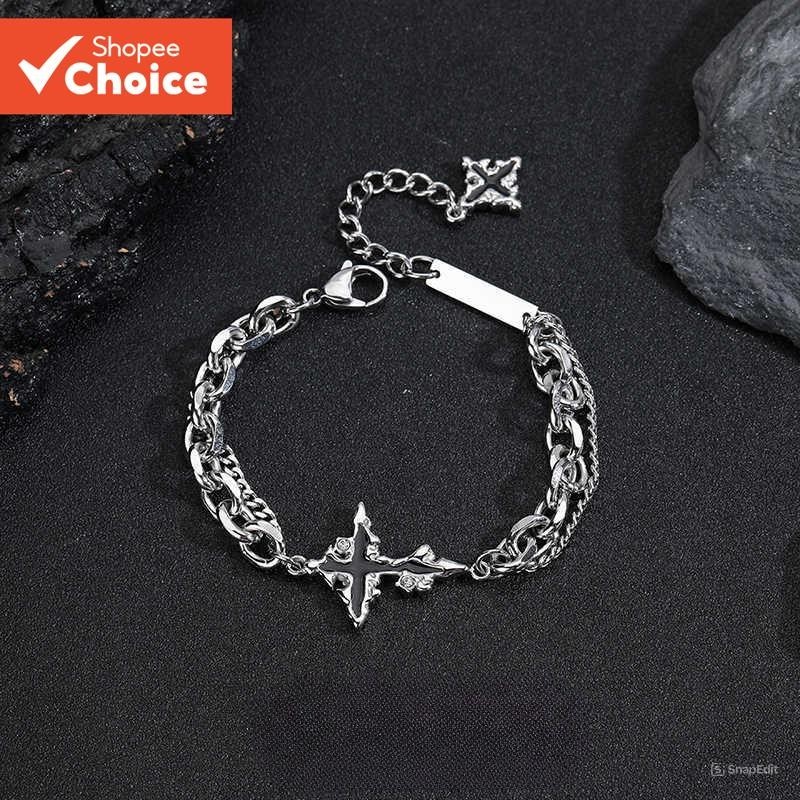 Men Women Silver Titanium Steel Bracelet Korean Style Simple Fashion ...