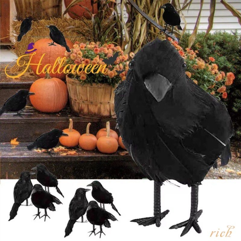 Simulation Black Crow Halloween Black Crow Props Simulation Fake Bird ...