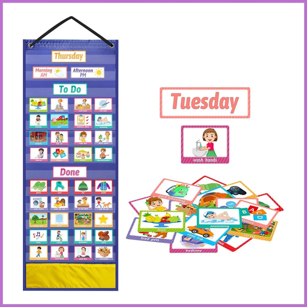 Daily Routine Chart Daily Schedule Board with 144 Cards Portable ...