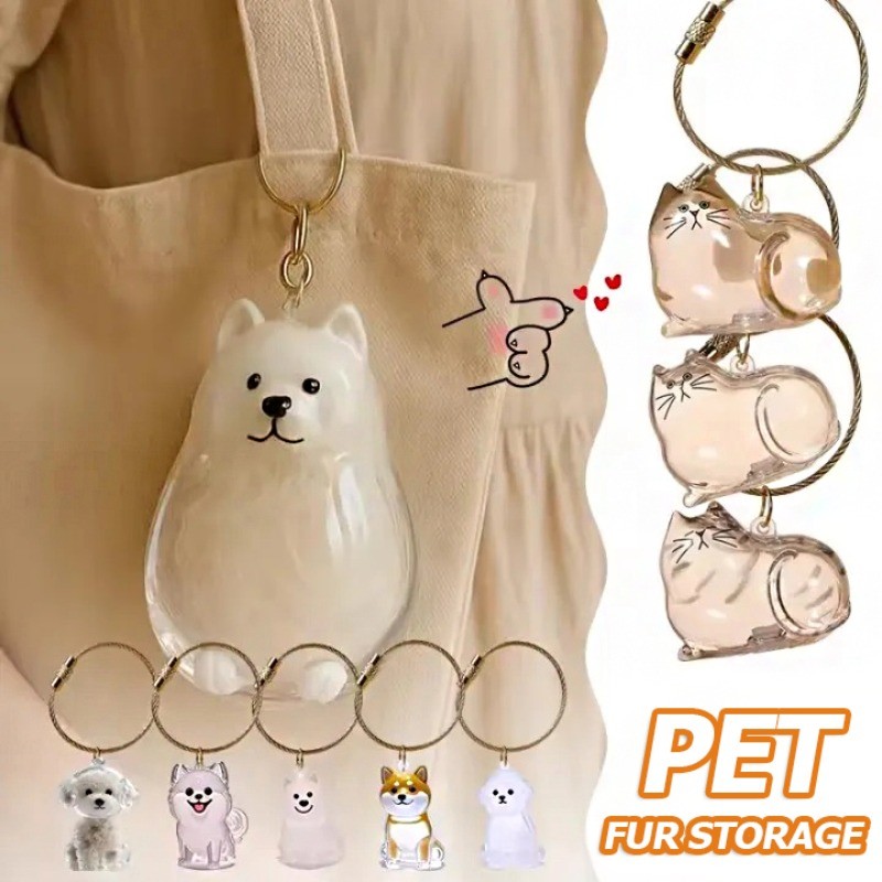 1Pc Transparent Pet Hair Storage Container with Hanging Loop / Cat Dog ...