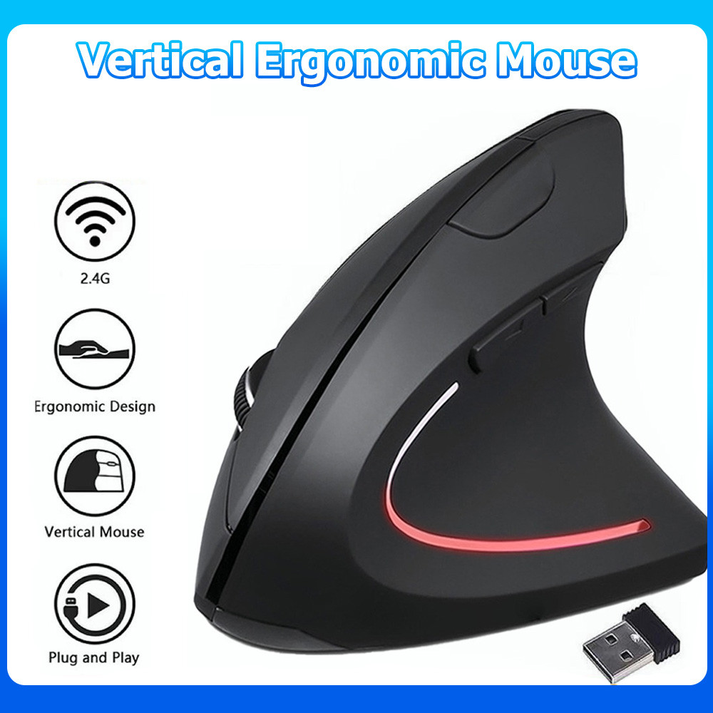 Ergonomic Right Hand Vertical RGB Optical Wired / Wireless Mouse for ...