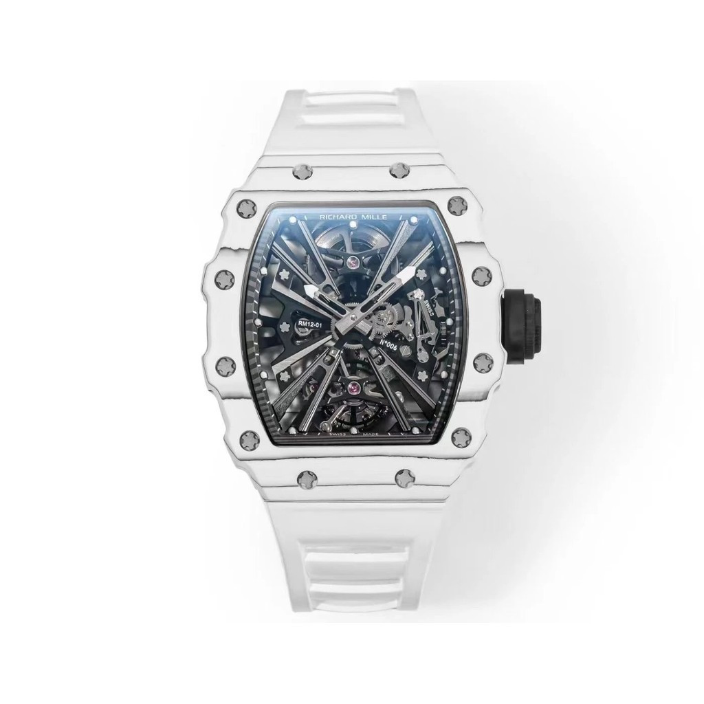 1:1 Original Label Watch-Real Tourbillon White Carbon Fiber Case Manual Mechanical Men's Watch ...