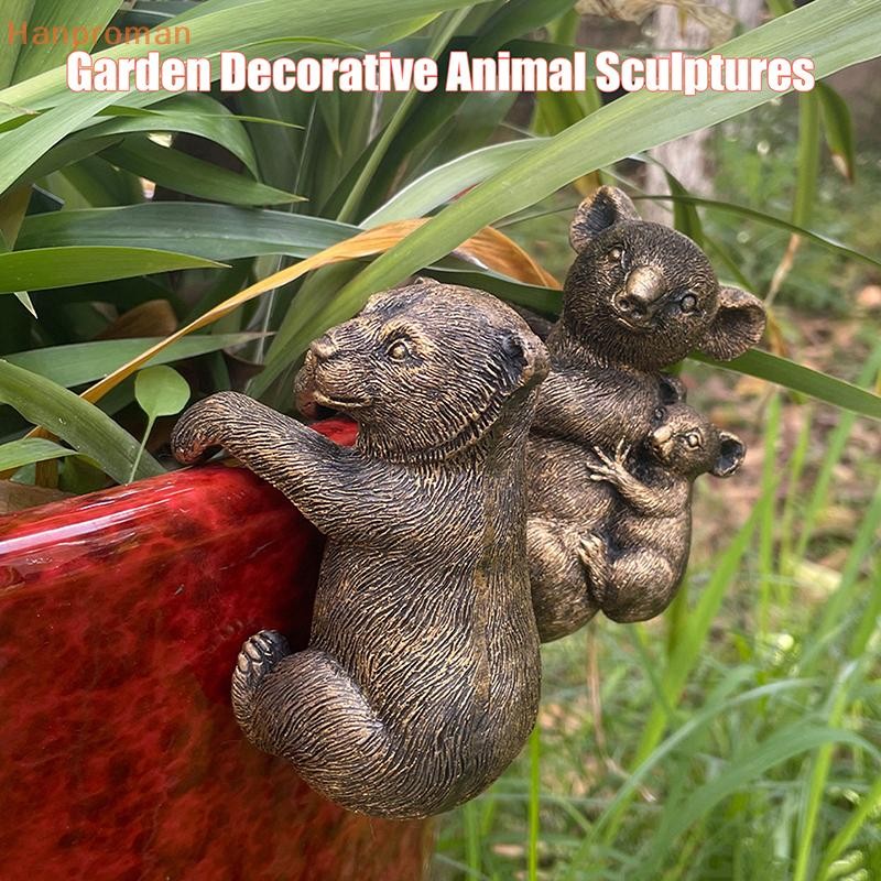 Hanproman> New Hanging Pot Brown Bear Koala Sculpture Garden Decoration ...