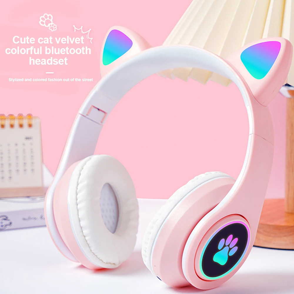 Rgb Cat Ear Wireless Headphones For Pc Cute 3D Space Capsule Bluetooth ...