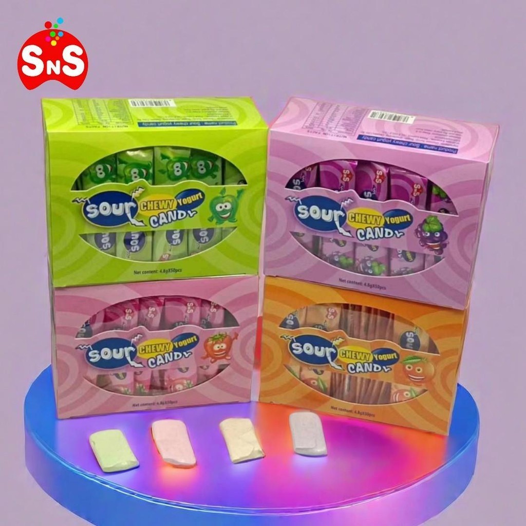 SnS Sour Chewy Yogurt Candy(4.8gx50Pcs) Snack Bonbon Sweet Candies ...