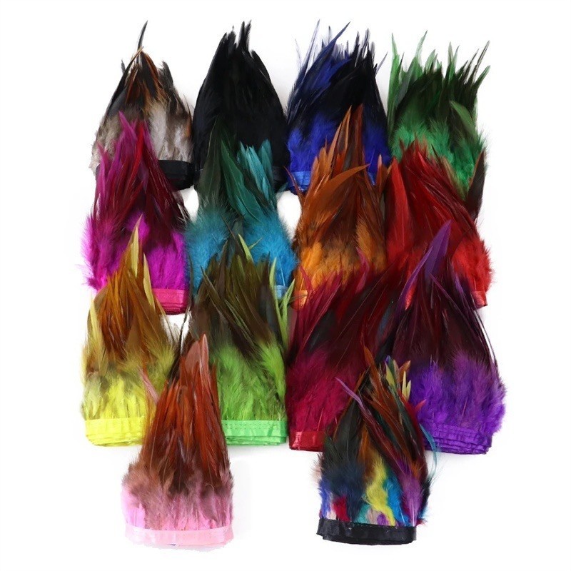 1Meter Rooster Feather Trims Fringe Natural Chicken Feathers Decoration ...