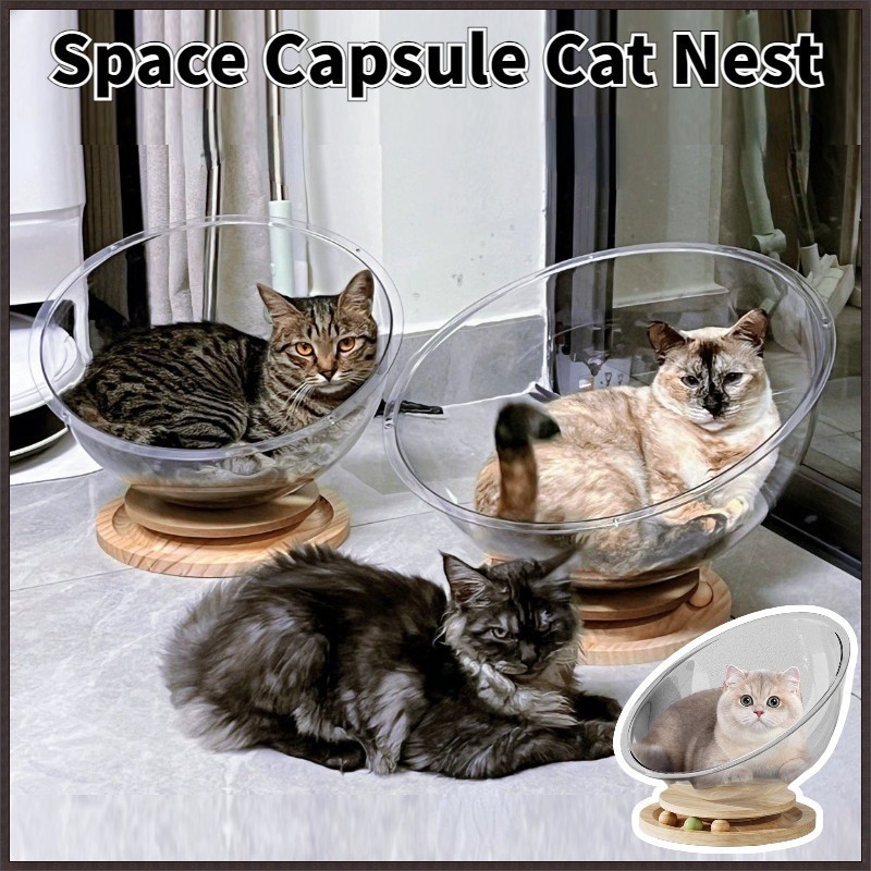 Space Capsule Cat Nest Universal Sleeping Nest for Cat Dog with Catnip ...