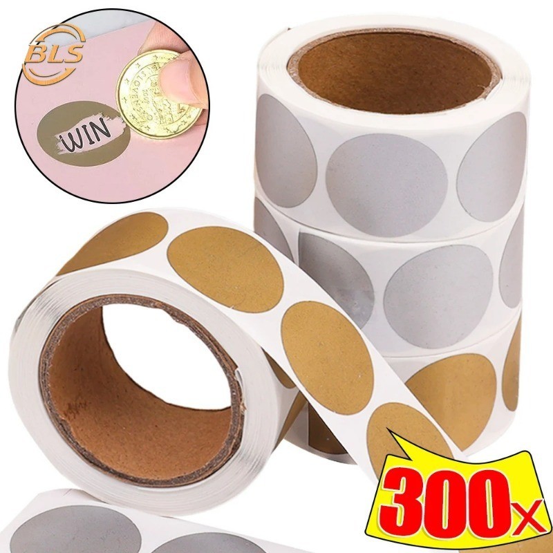 300Pcs Round Gold Silver Scratch Off Stickers - Self-Adhesive Reward ...